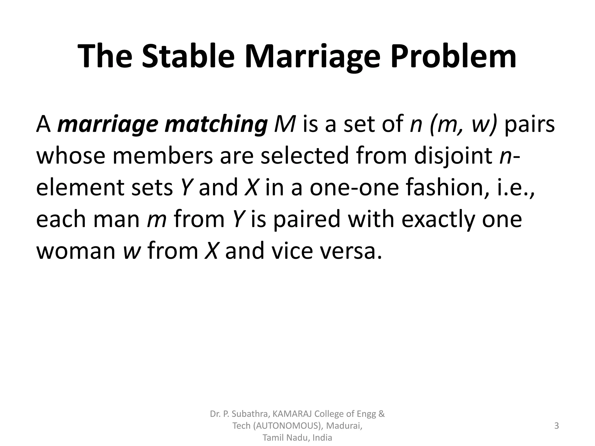 The stable marriage problem iterative improvement method | PDF
