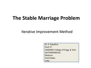The stable marriage problem iterative improvement method | PDF