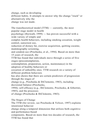 The Stages of Change The stages of change are Preconte.docx