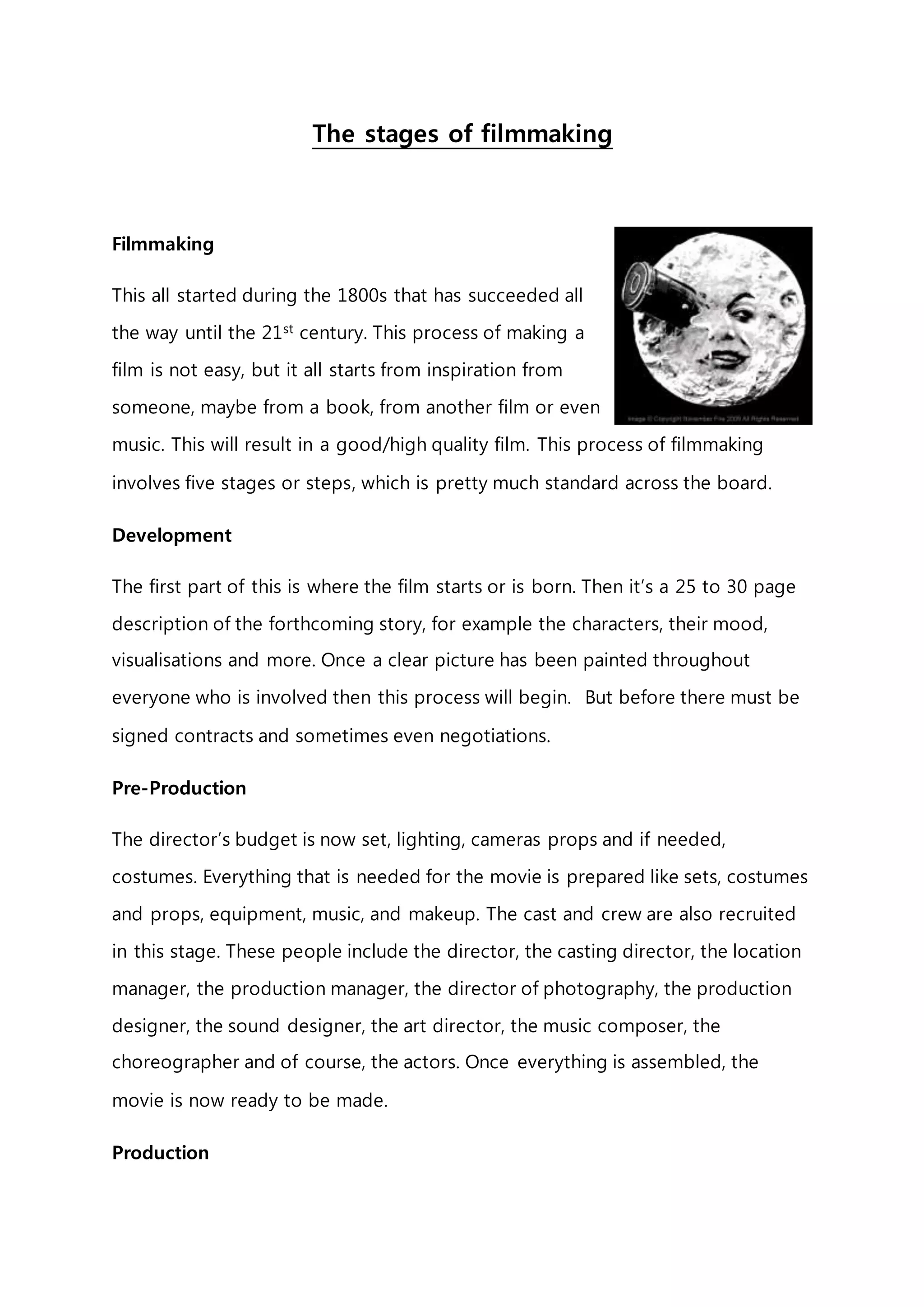The Stages Of Film Making | DOCX