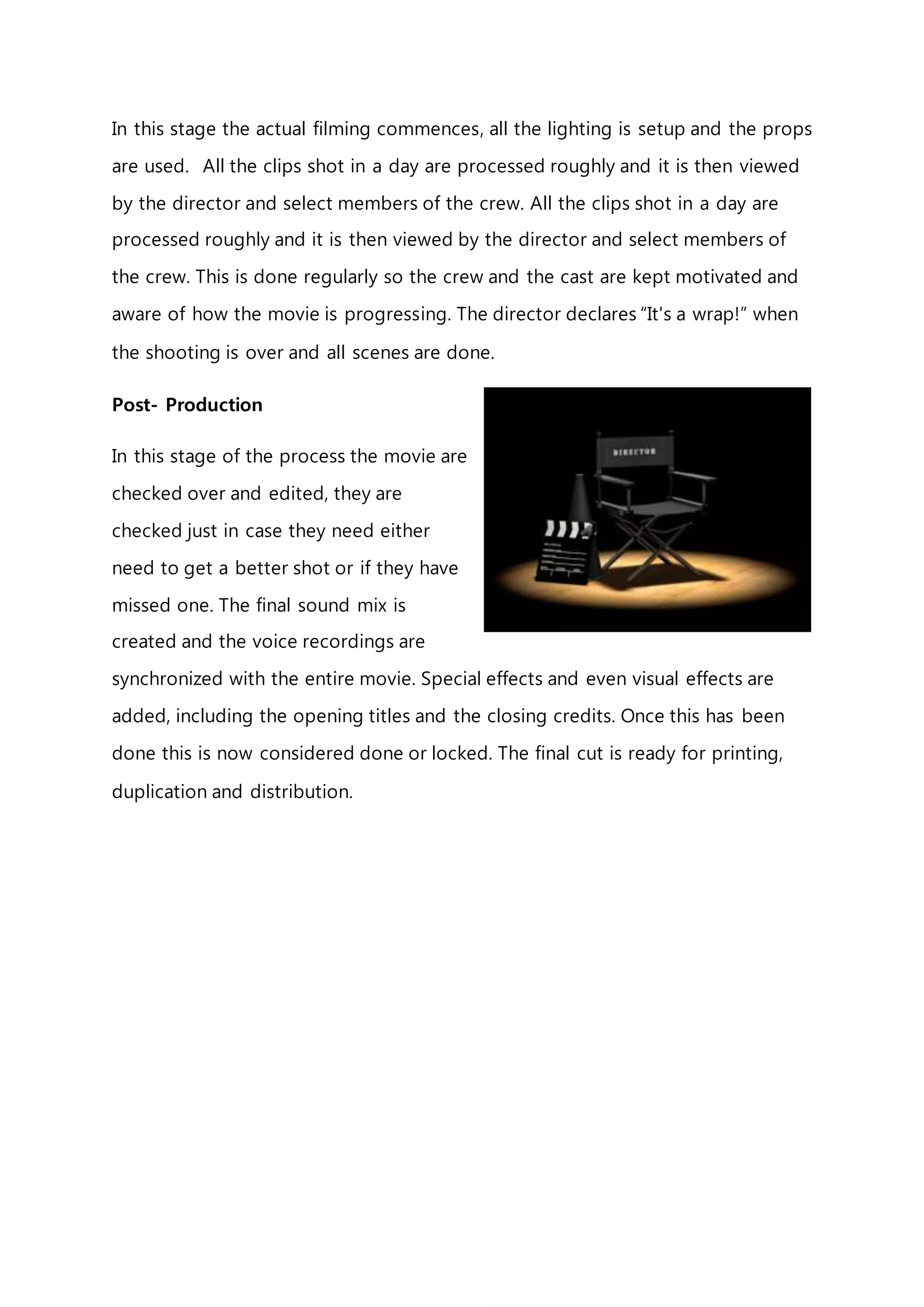 The Stages Of Film Making | DOCX
