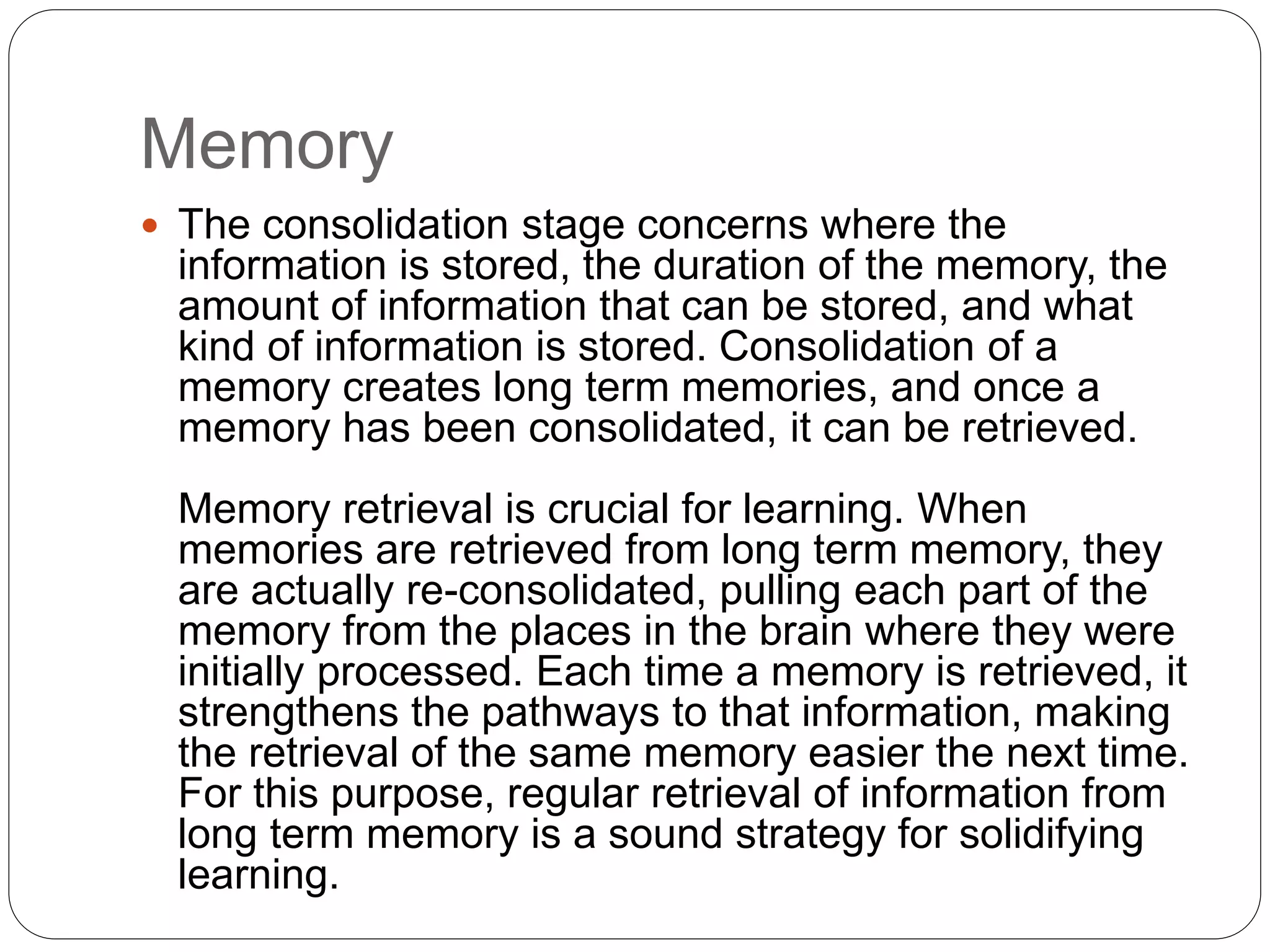 The Stages of Memory | PPTX