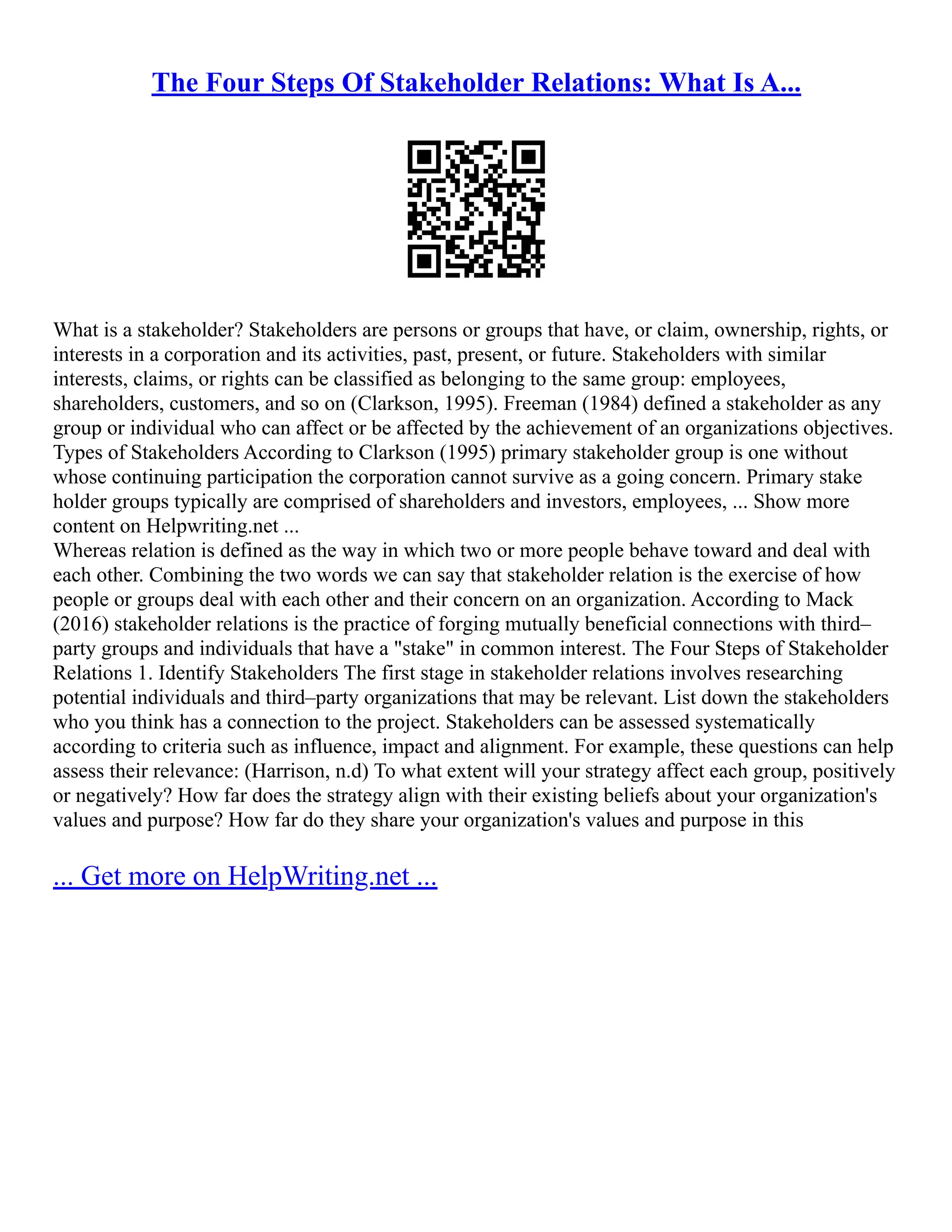 The Stakeholder Theory | PDF