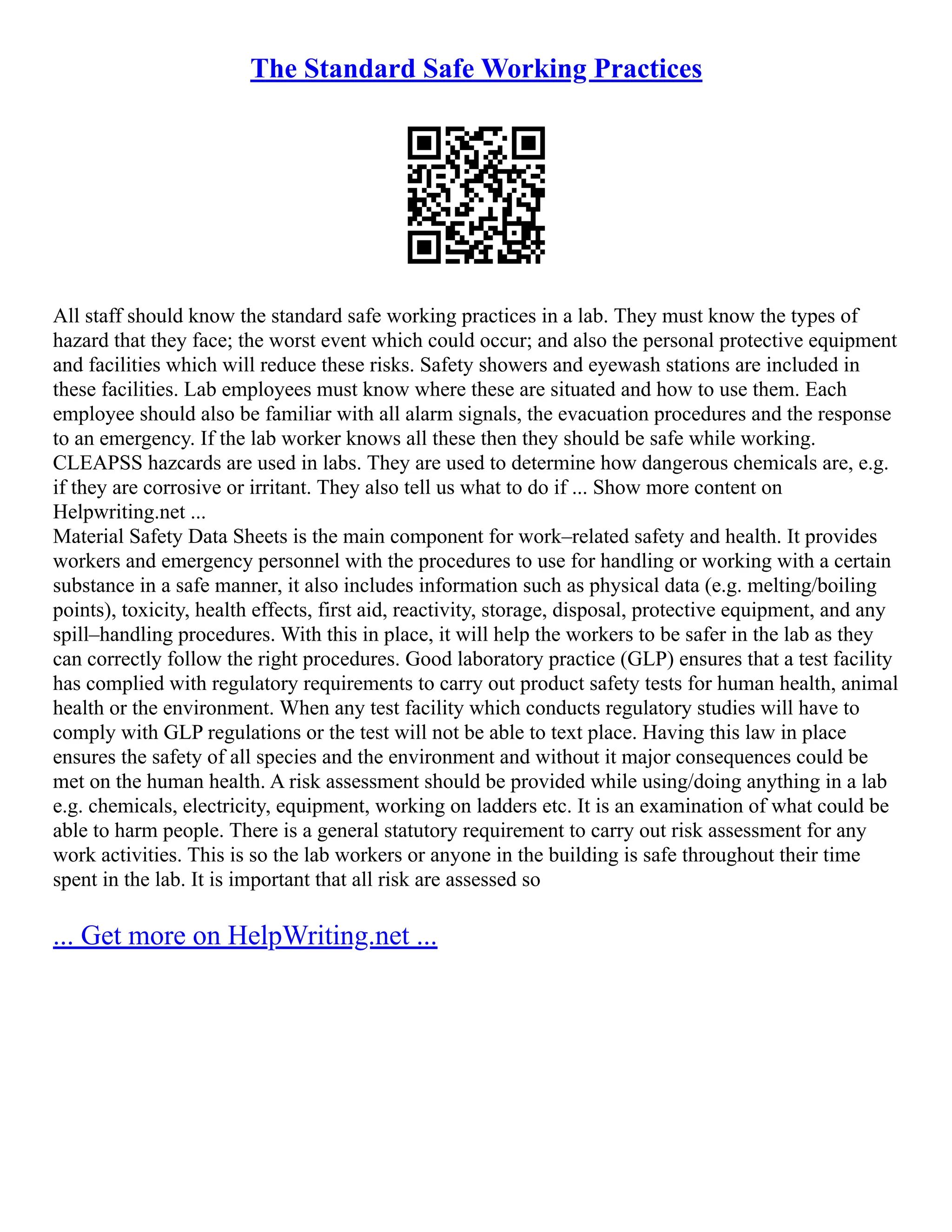 The Standard Safe Working Practices | PDF