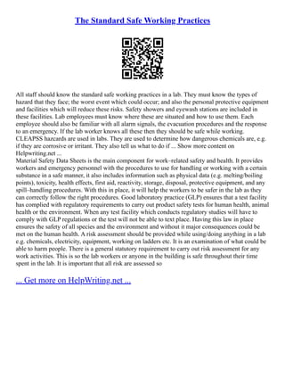 The Standard Safe Working Practices | PDF