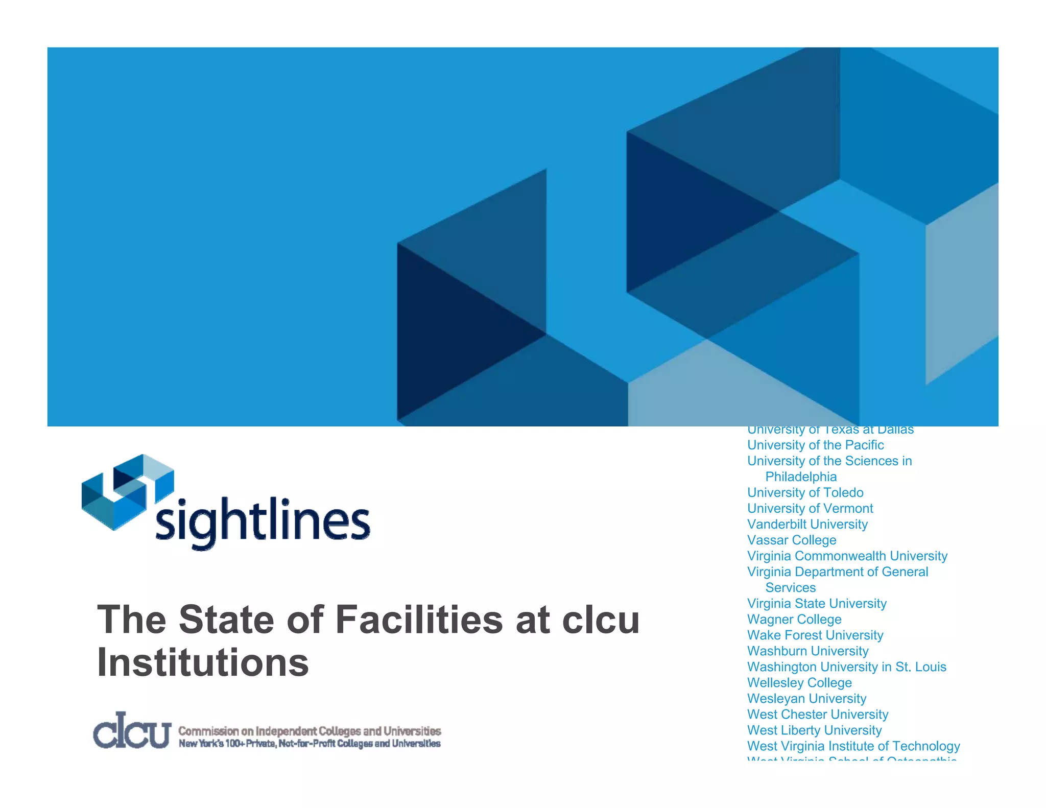 The State of Facilities at cIcu Institutions | PDF