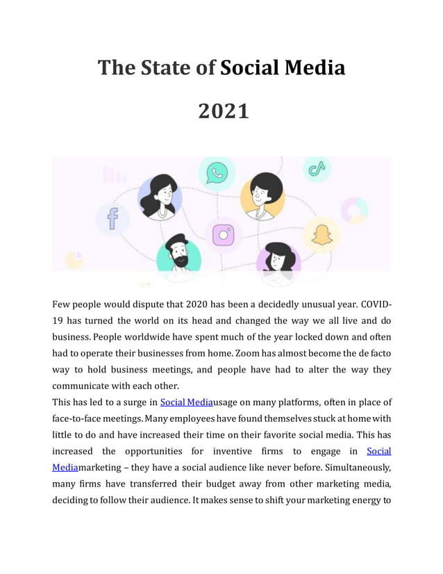 The state of social media 2021 | DOCX | Social Networking | Internet