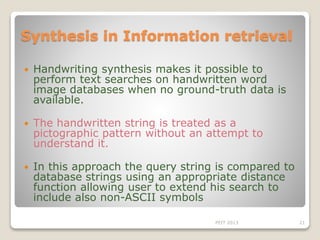 The state of the art in handwriting synthesis | PPTX