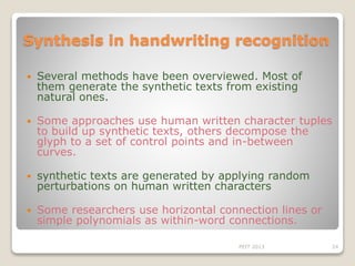 The state of the art in handwriting synthesis | PPTX