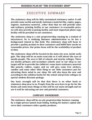 Business plan "The stationery shop" | DOCX