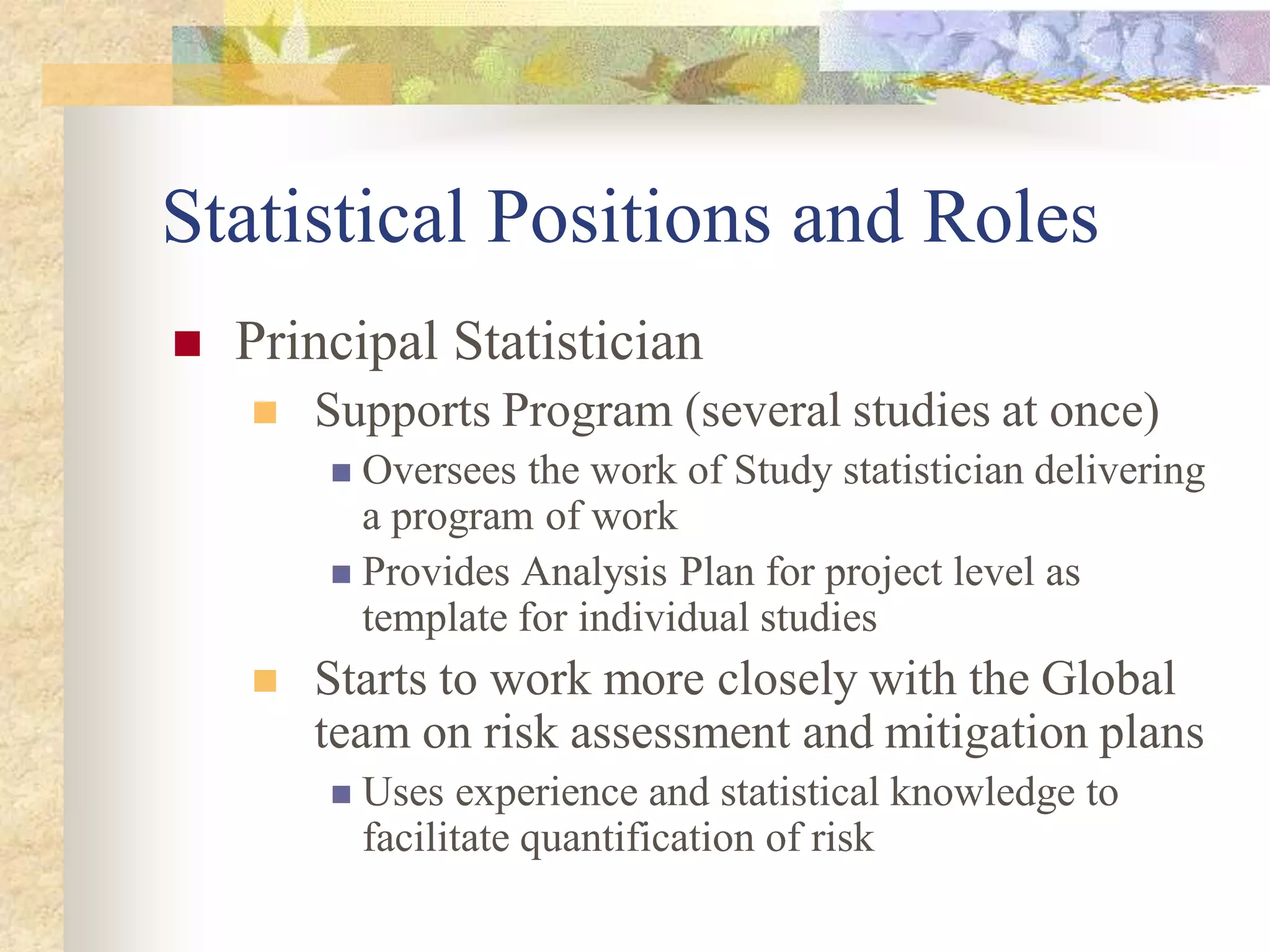The Statisticians Role in Pharmaceutical Development | PDF
