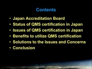 The Status and Issues of Quality Management System Certification in ...