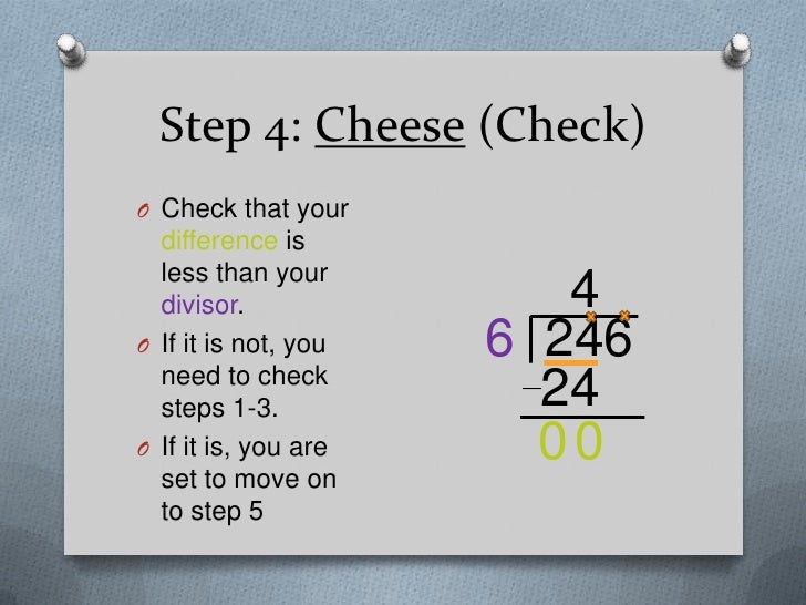 The steps in long division