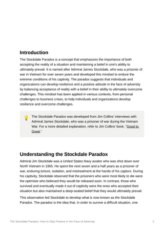 The Stockdale Paradox: How to Stay Positive in the Face of Adversity | PDF