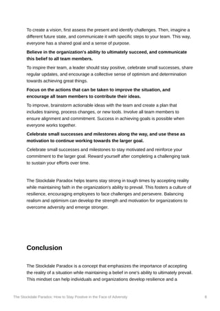 The Stockdale Paradox: How to Stay Positive in the Face of Adversity | PDF