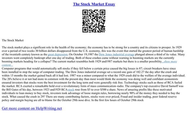 The Stock Market Essay | PPT