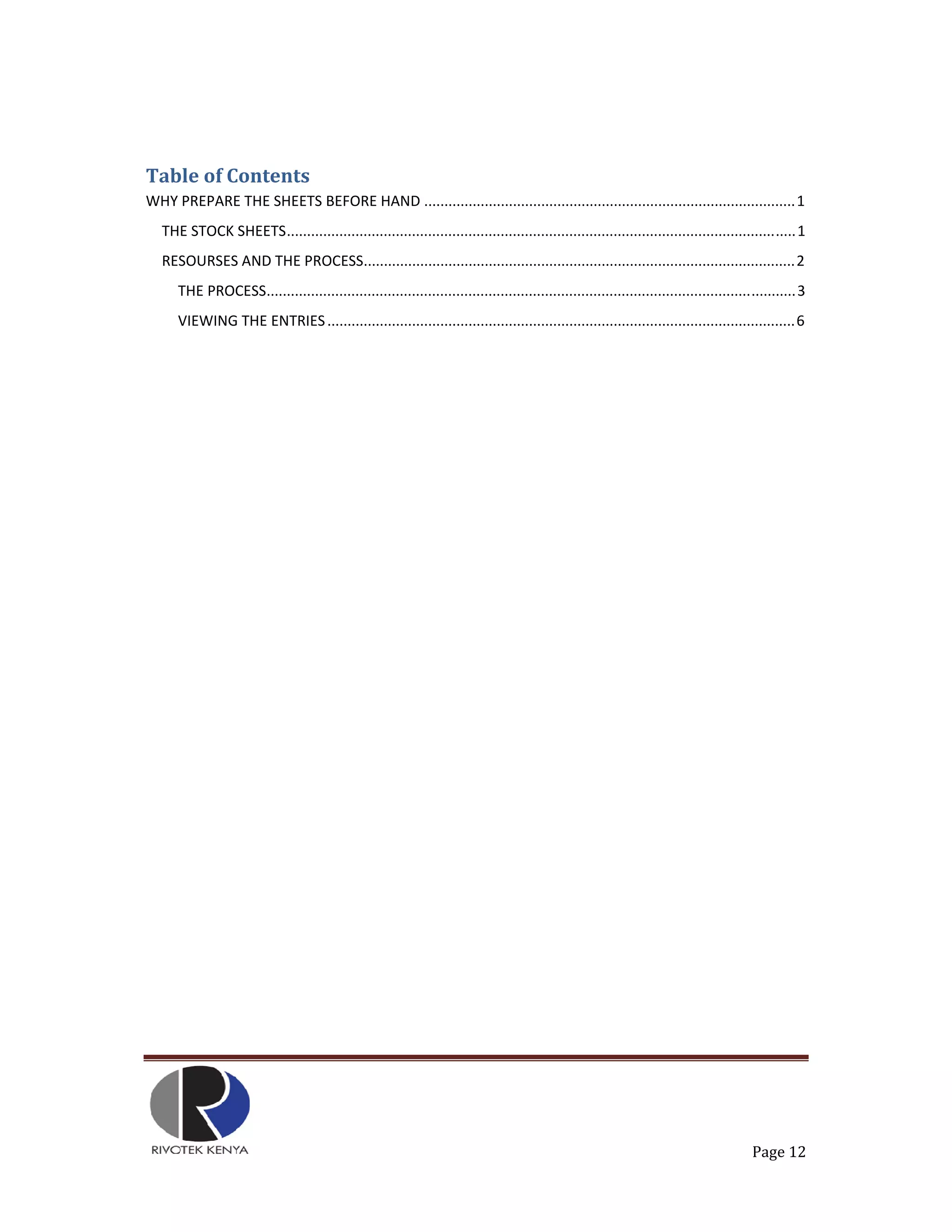 The Stock Taking Process | PDF