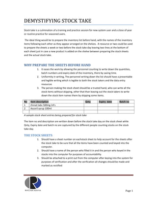 The Stock Taking Process | PDF