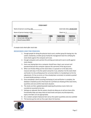 The Stock Taking Process | PDF