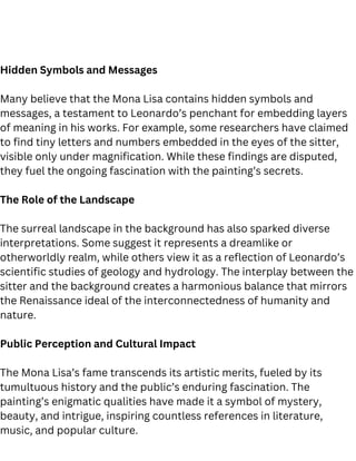 The Story Behind Mona Lisa Painting By Leonardo Da Vinci | PDF