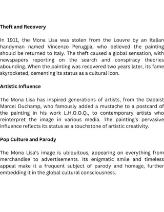 The Story Behind Mona Lisa Painting By Leonardo Da Vinci | PDF