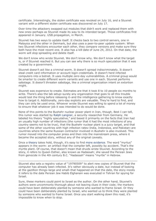 The story behind the stuxnet virus bruce schneier | PDF | Infectious ...