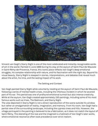 The Story Behind Van Gogh's Starry Night | PDF