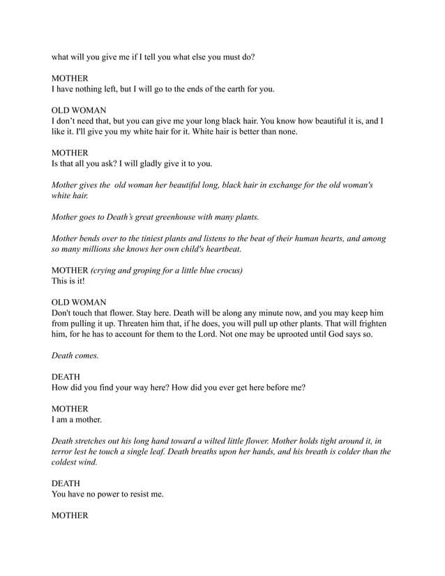 The story of a mother script | PDF | Bereavement | Family and Relationships