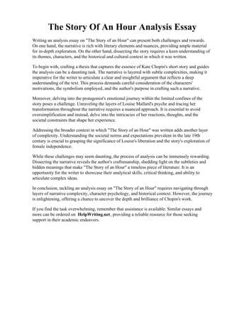 The Story Of An Hour Analysis Essay.pdf