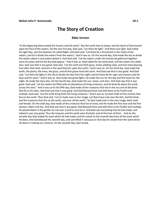 The story of creation | PDF