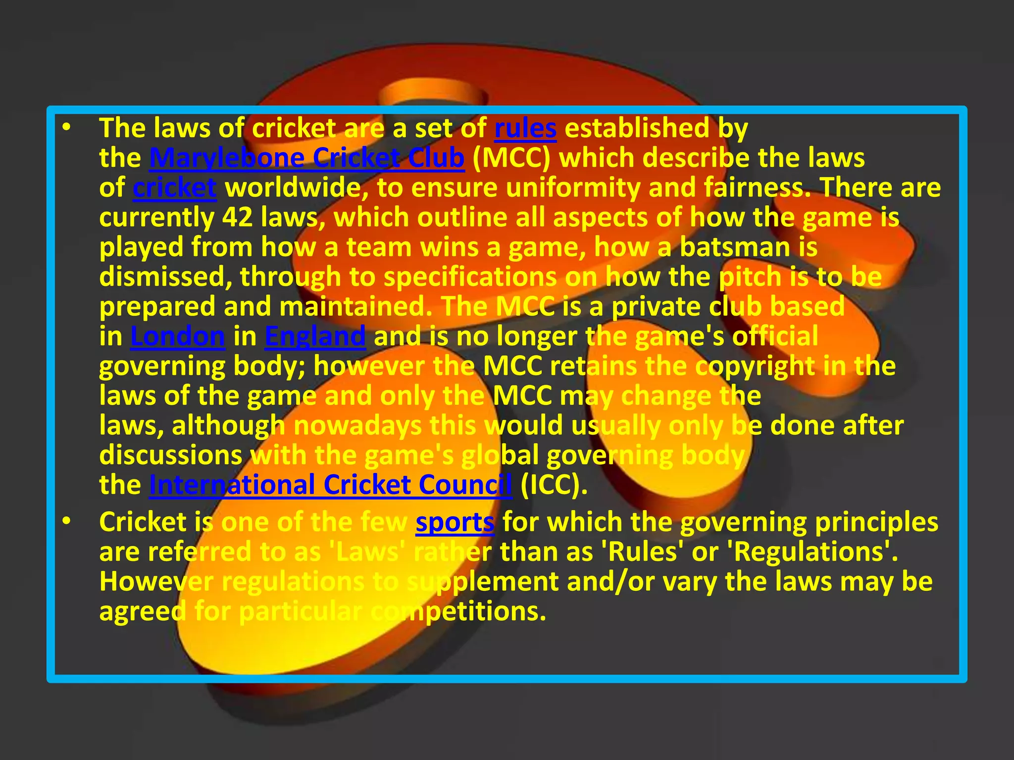 The story of cricket | PPTX