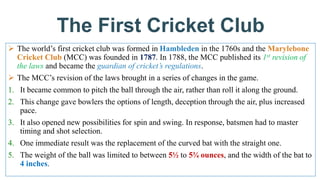 The Story Of Cricket Class 9th | PPTX