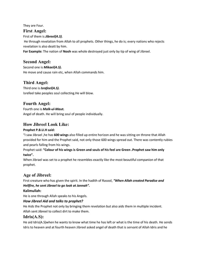 The Story of Hazrat Jibreel story of Hazrat Jibril.pdf | Christianity ...
