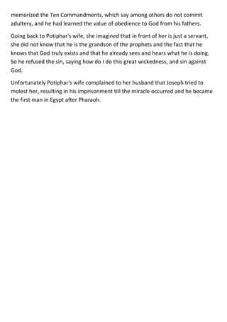 The story of joseph and egypt | PDF