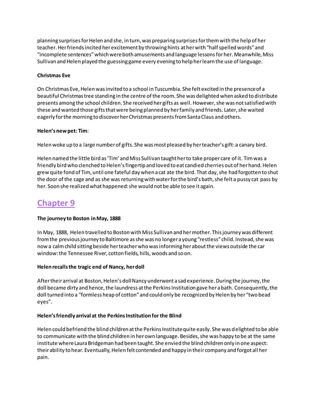 The story of my life by helen keller summary | DOCX