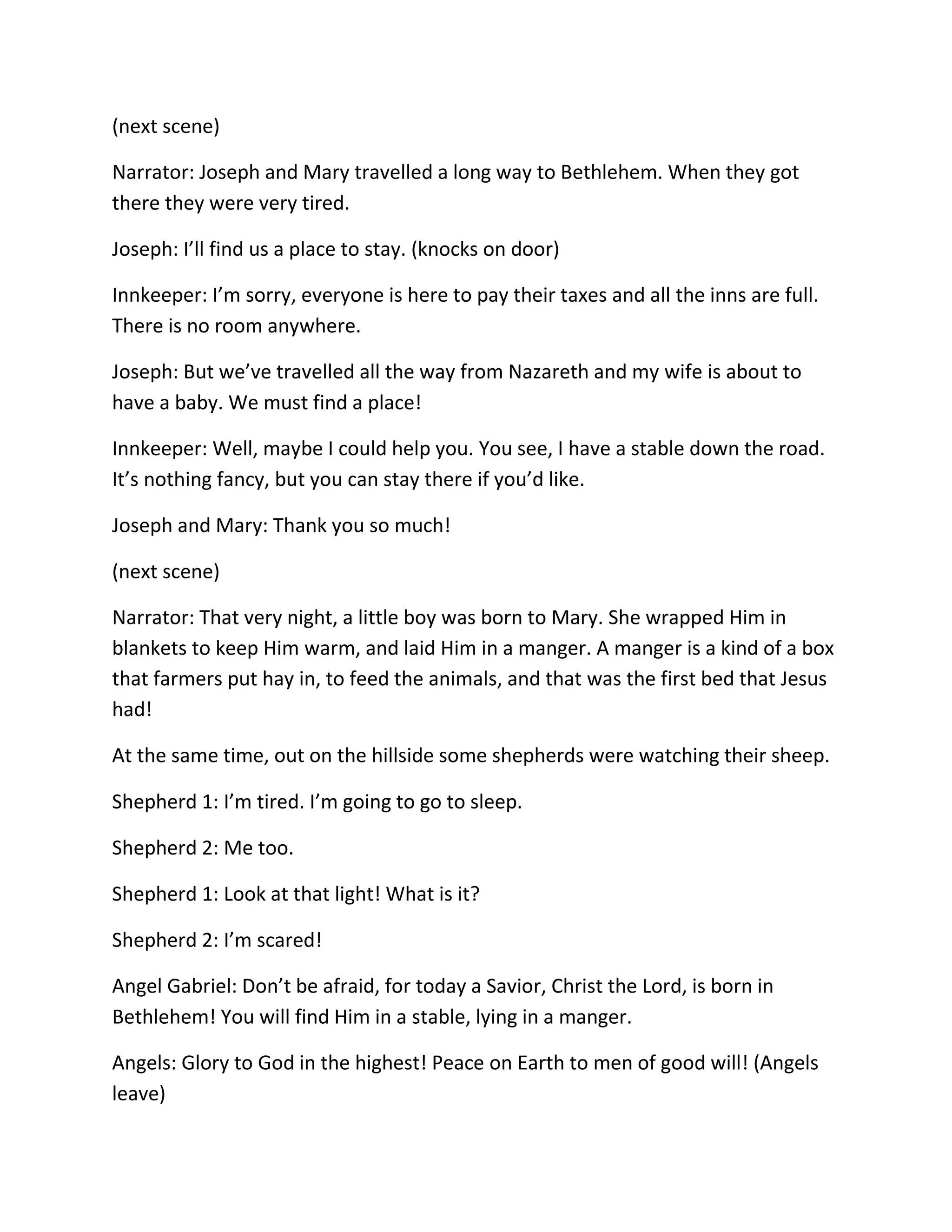 The Story of the First Christmas - Children's Play | PDF