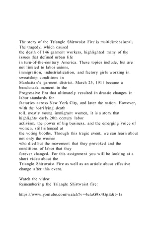 The story of the Triangle Shirtwaist Fire is multidimensional. | PDF