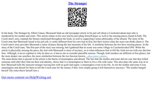 The Stranger By Albert Camus Essay | PPT