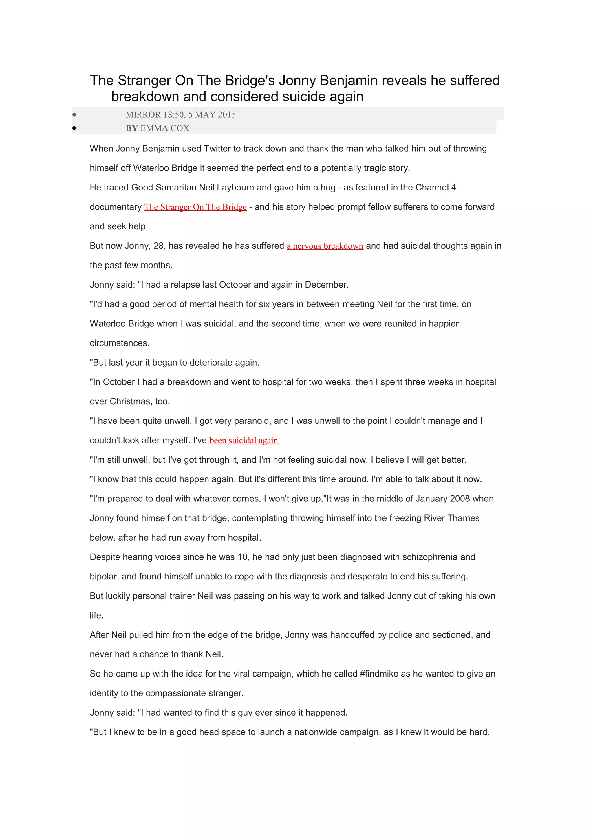 Jonny Benjamin | DOC