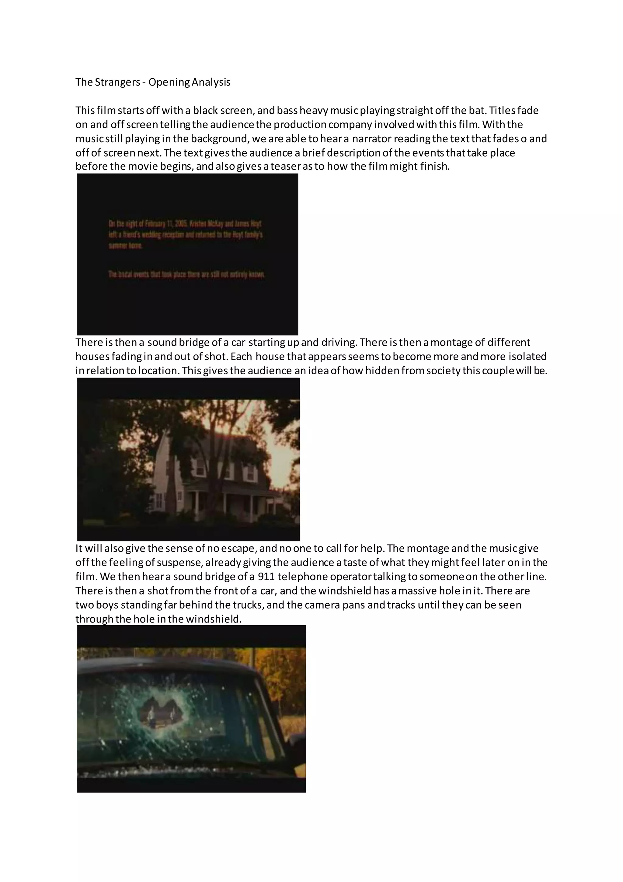 The Strangers - Opening Analysis | DOCX