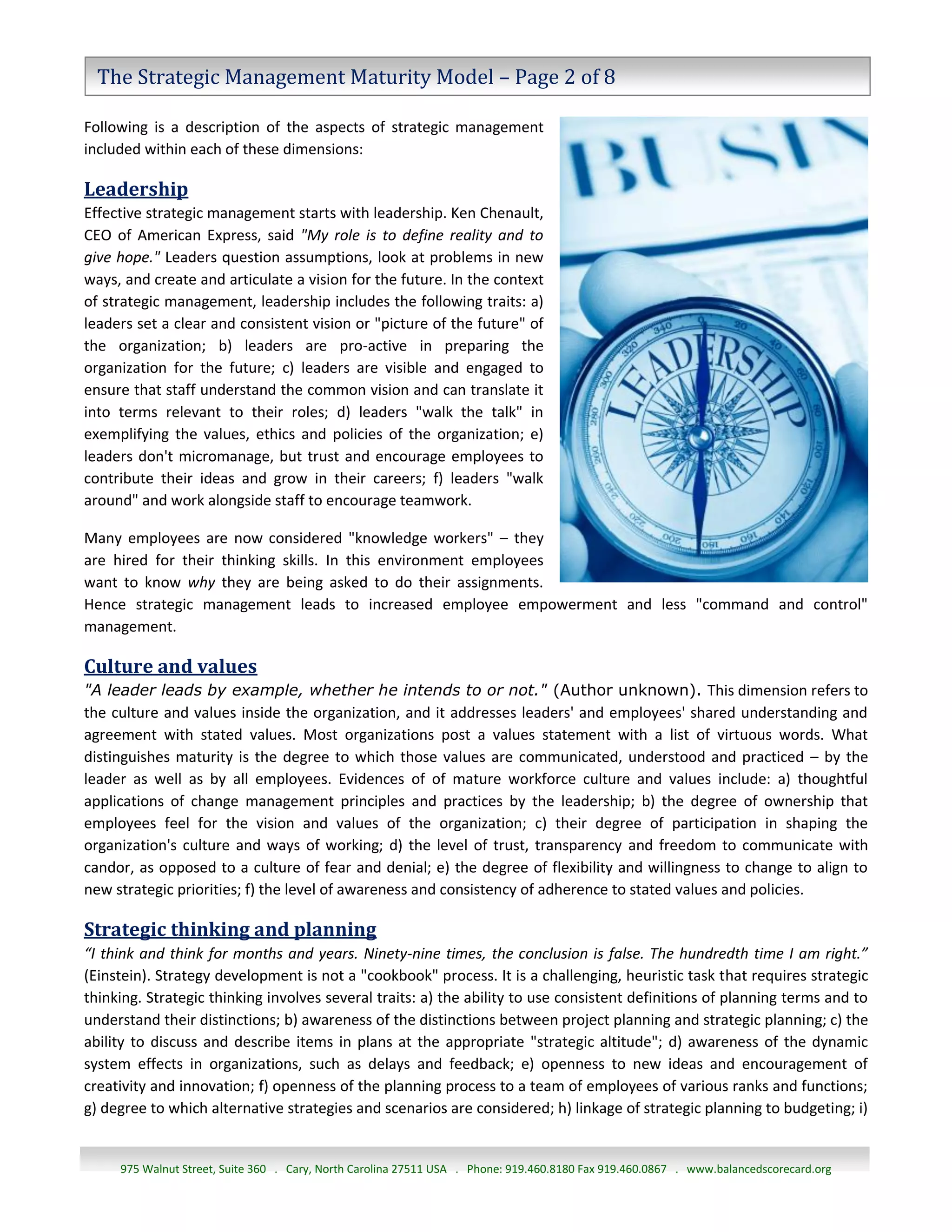 The strategic management maturity model | PDF