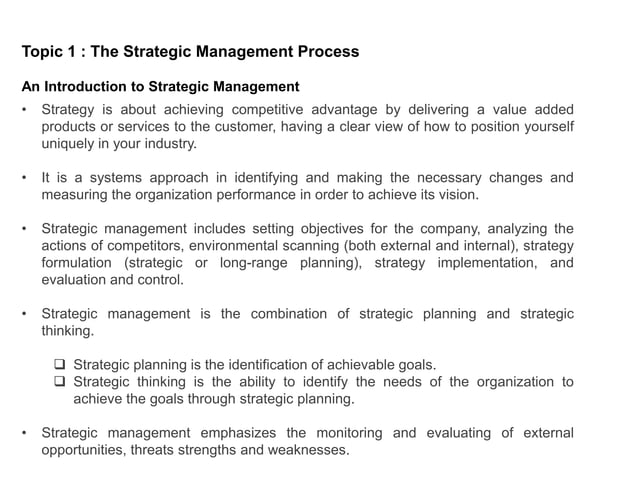 The Strategic Management Process | PPTX | Executive Leadership ...