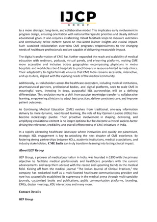 The Strategic Role of KOL Engagement in Driving CME Excellence in India ...