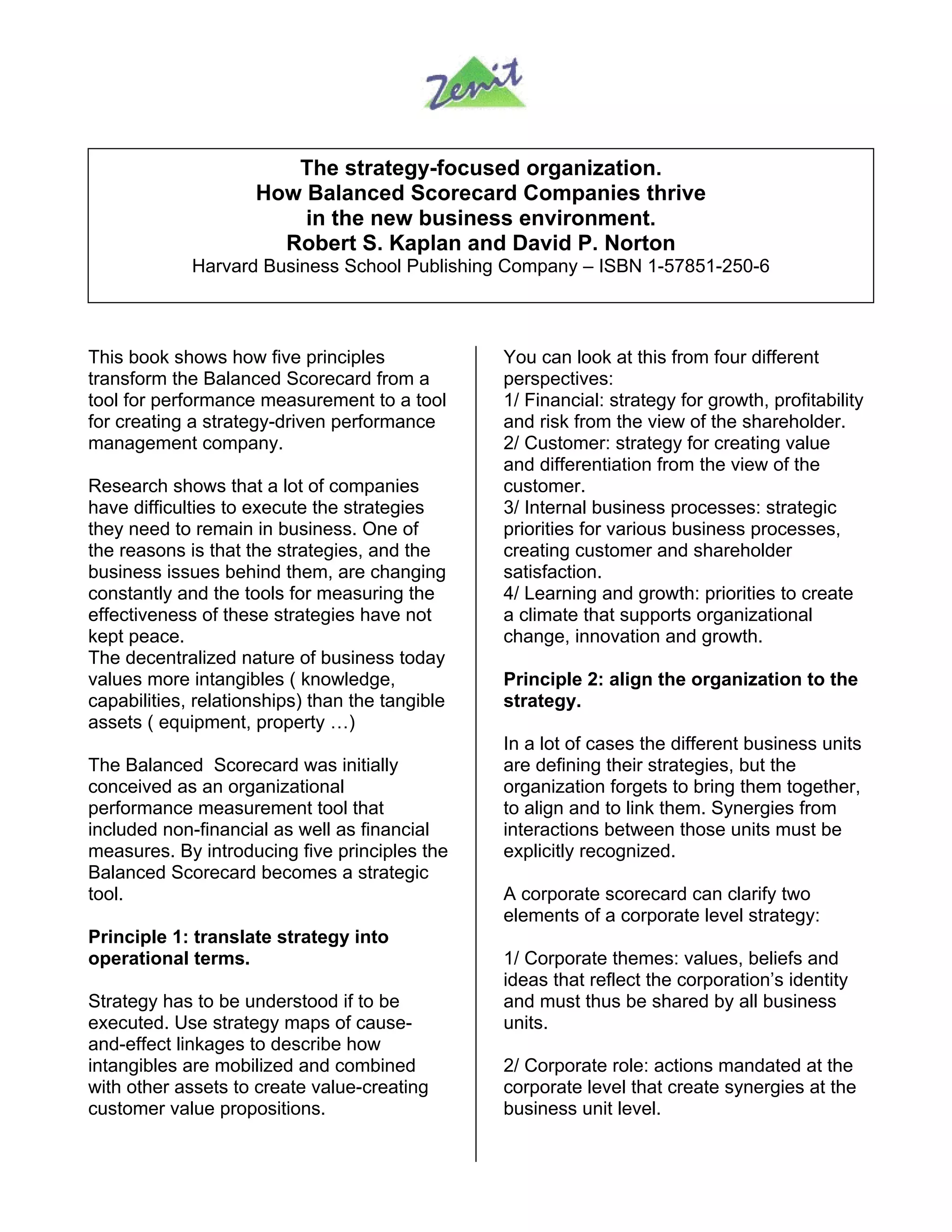 The strategy focused organization | PDF