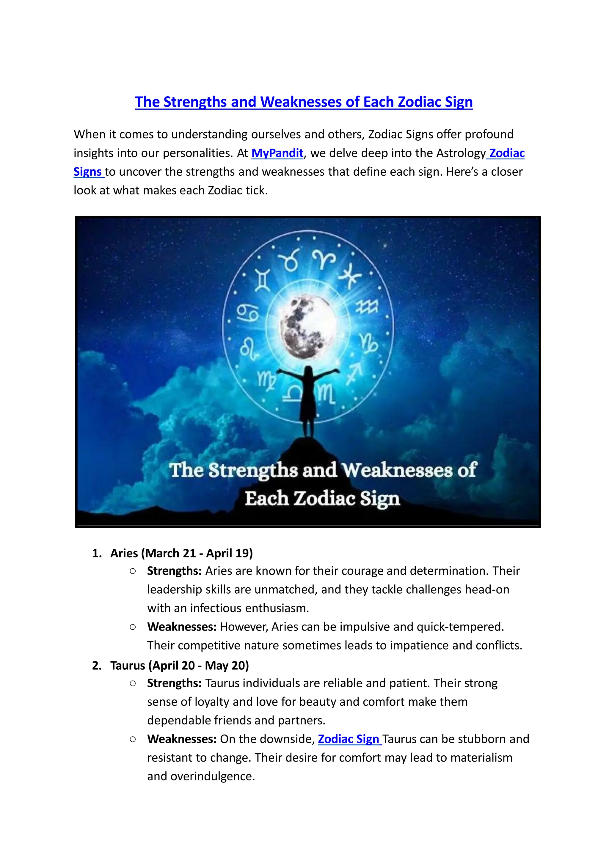The Strengths and Weaknesses of Each Zodiac Sign | PPTX