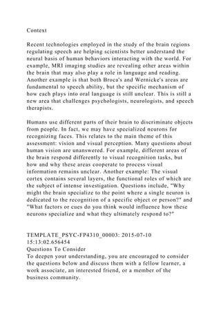 The Stroop Effect And Visual Perception Overview Write a 2-part .docx