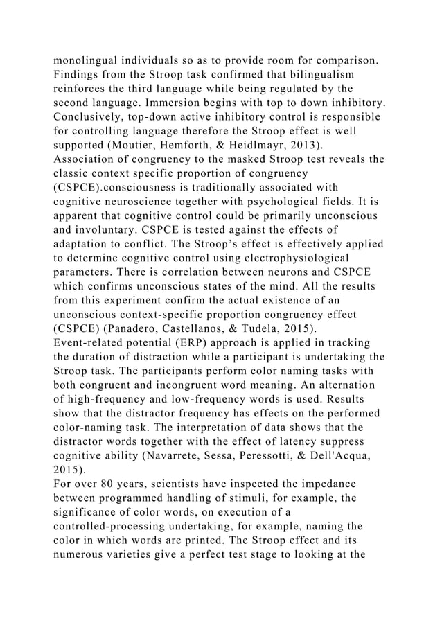 The Stroop EffectEffect18TitleStudent’s NamePro.docx | Brain and Nervous System Disorders ...