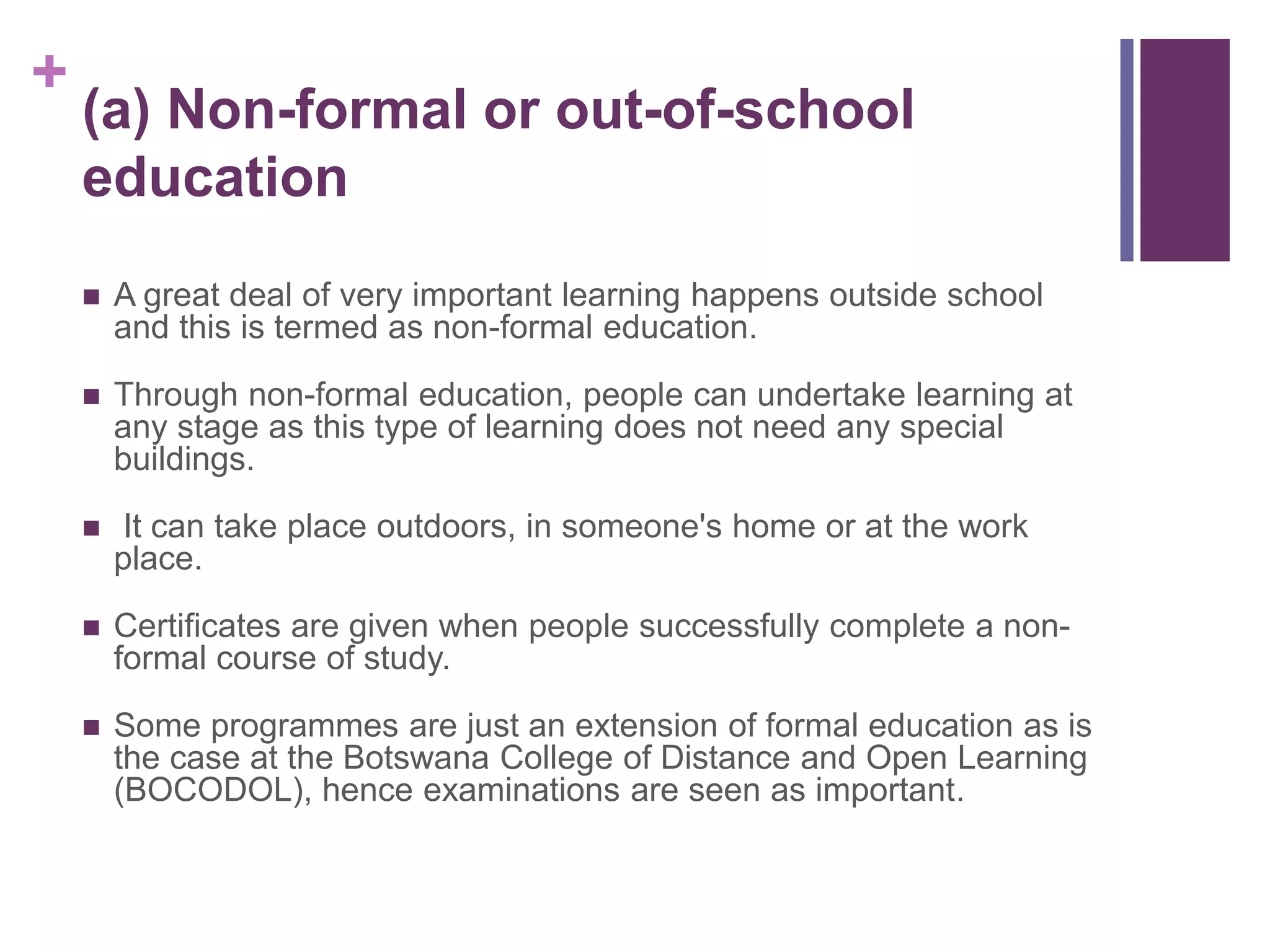 The strucrure of formal and non formal education | PPT