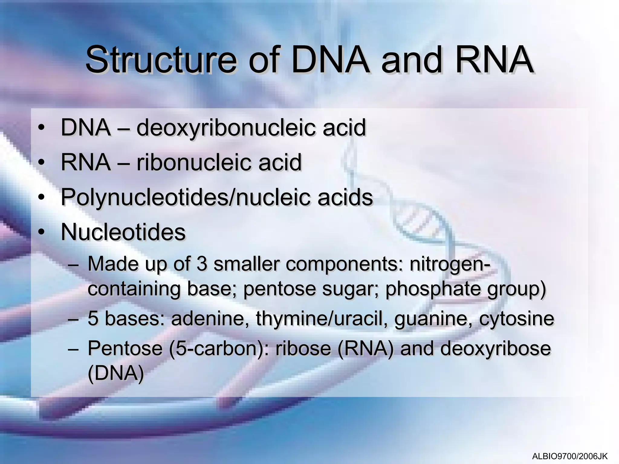 01 The Structure and Replication of DNA | PPT