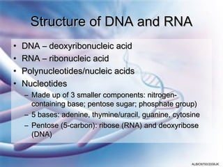 01 The Structure and Replication of DNA | PPT